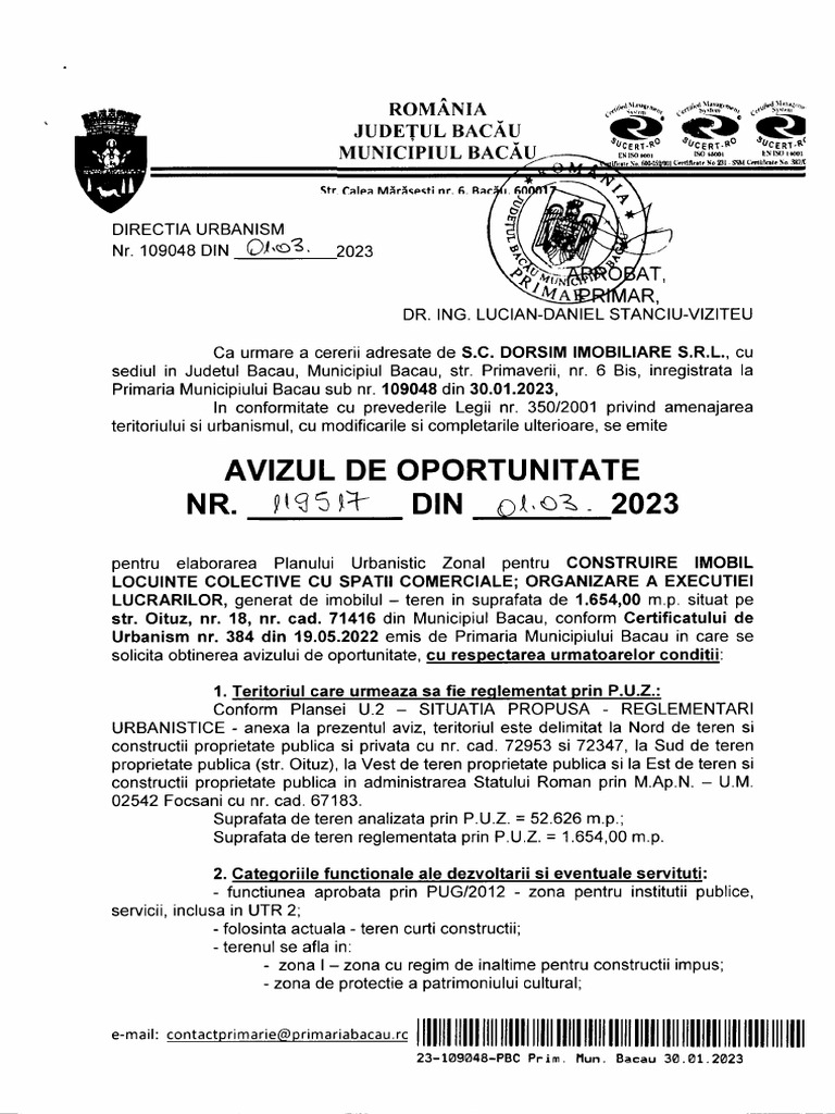 Aviz Oportunitate | PDF