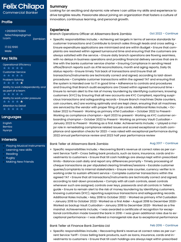 Felix Resume 277 | Download Free PDF | Banks | Cash