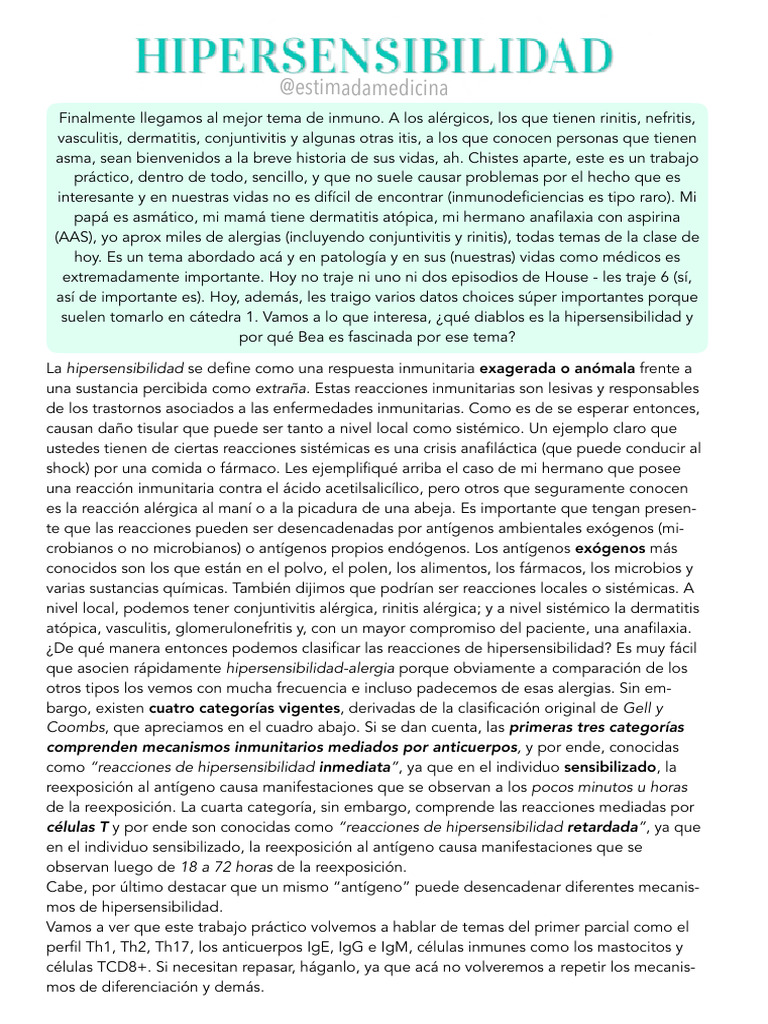TP12 Hipersensibilidad | PDF | Alergia | Citocina