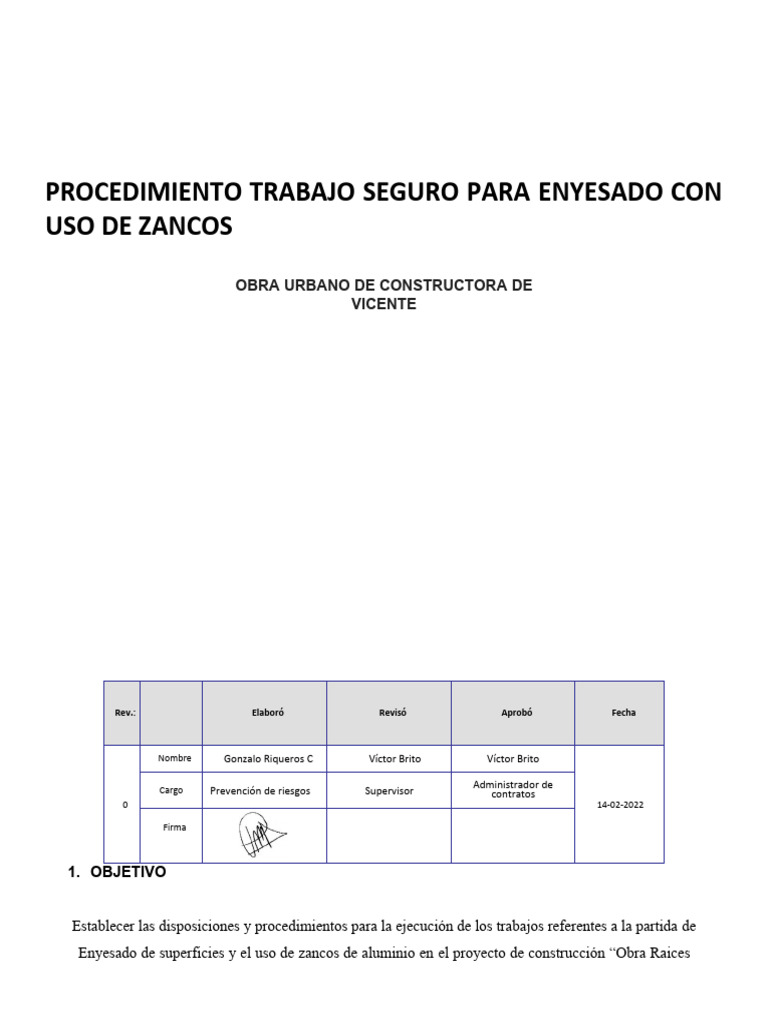 Procedimiento Seguro para Enyesado con Zancos | PDF | Regulación