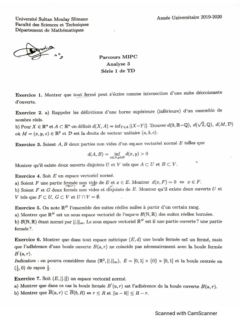 Tds+Examen COPIE Analyse3 | PDF