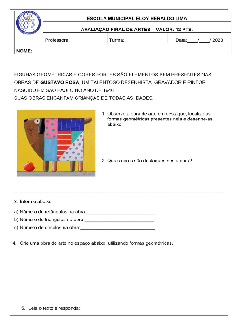 Atividades de Arte com Gustavo Rosa | PDF | Arte