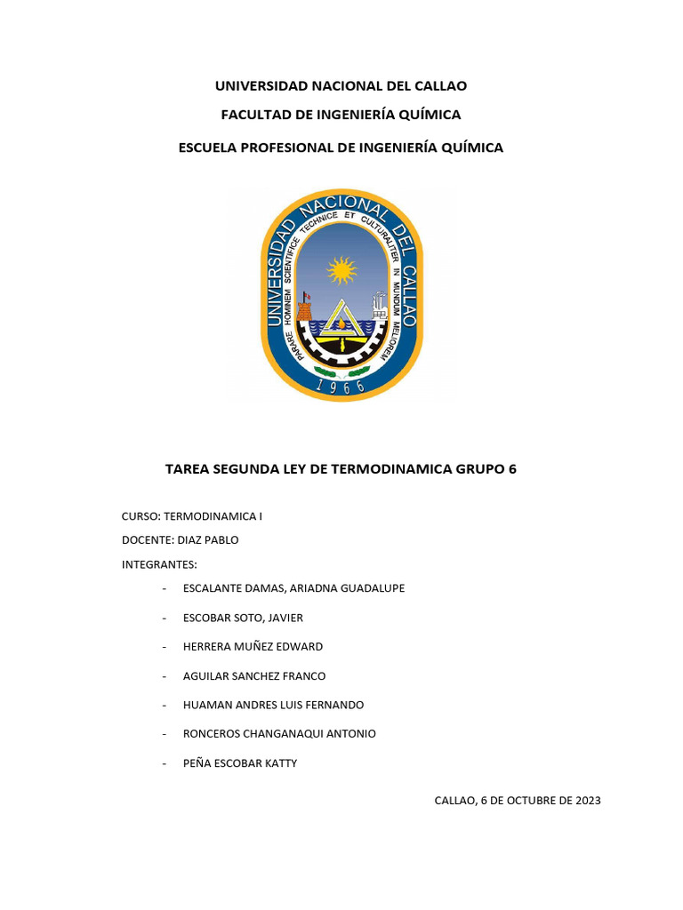Tarea 2da Ley Termo | PDF