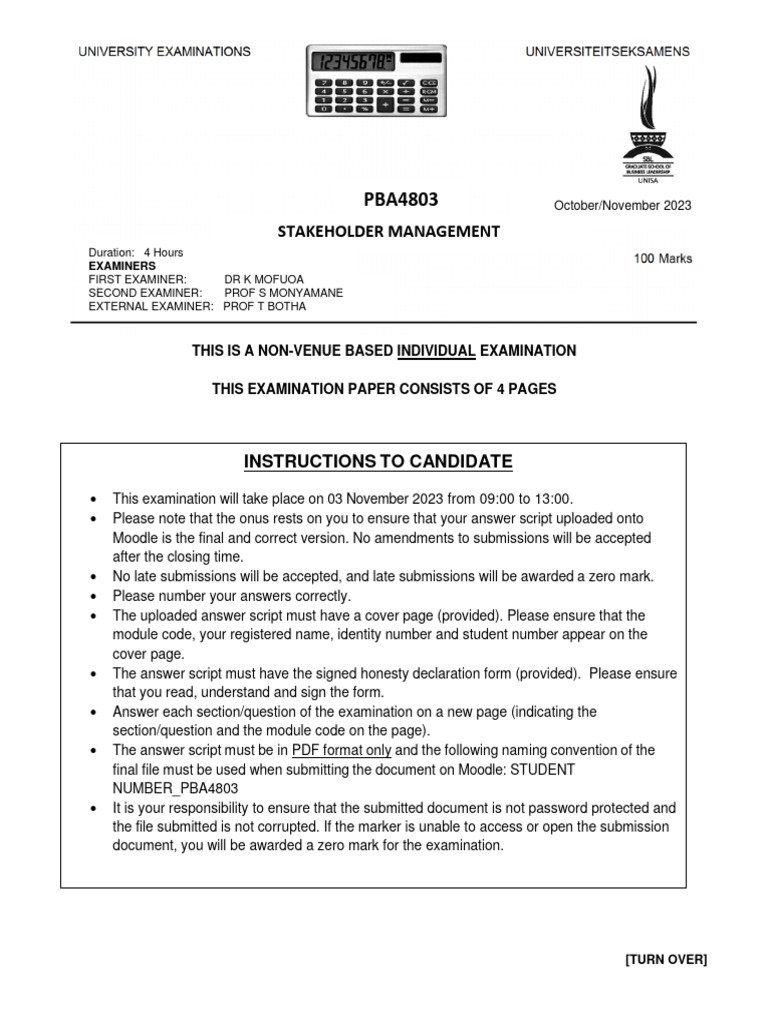 PBA4803 Oct-Nov 2023 Examination Question Paper | PDF | Plagiarism ...