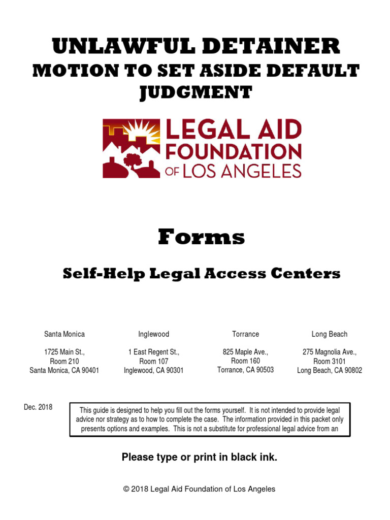 Self-Help Guide: Set Aside Default Judgment | PDF | Default Judgment | Lawsuit