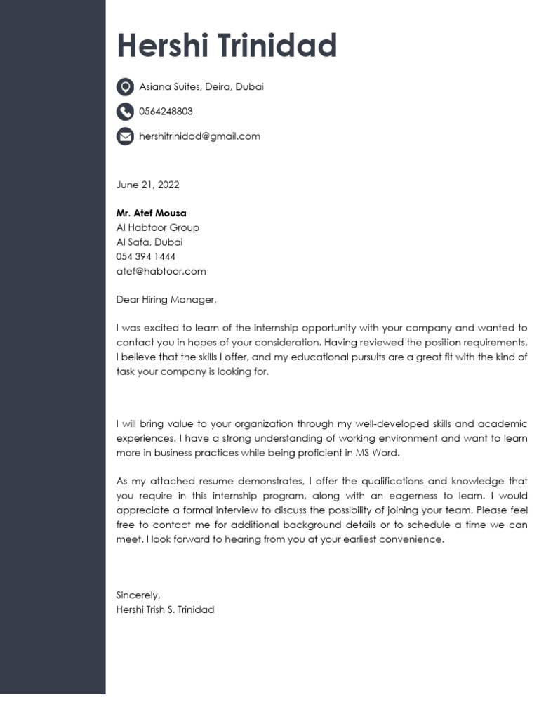 Sample Cover Letter | PDF | Self-Improvement