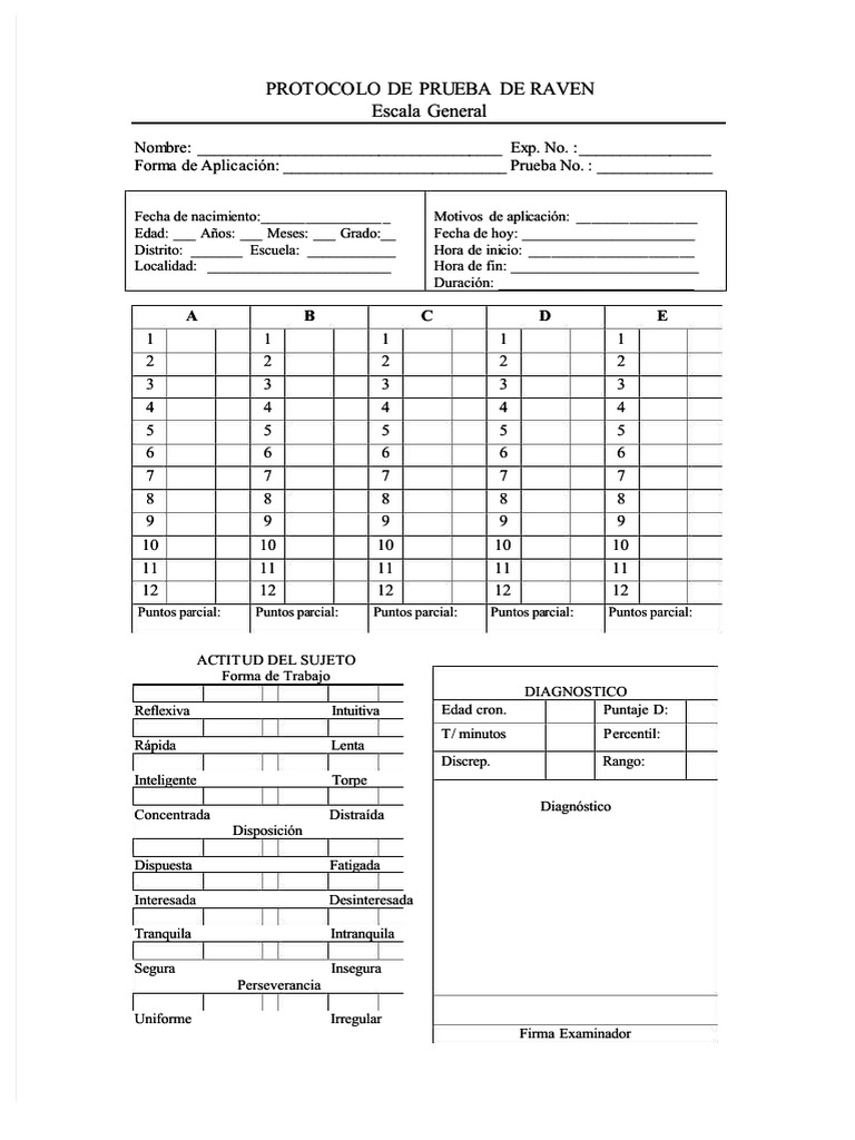 Protocolo Raven Escala General | PDF