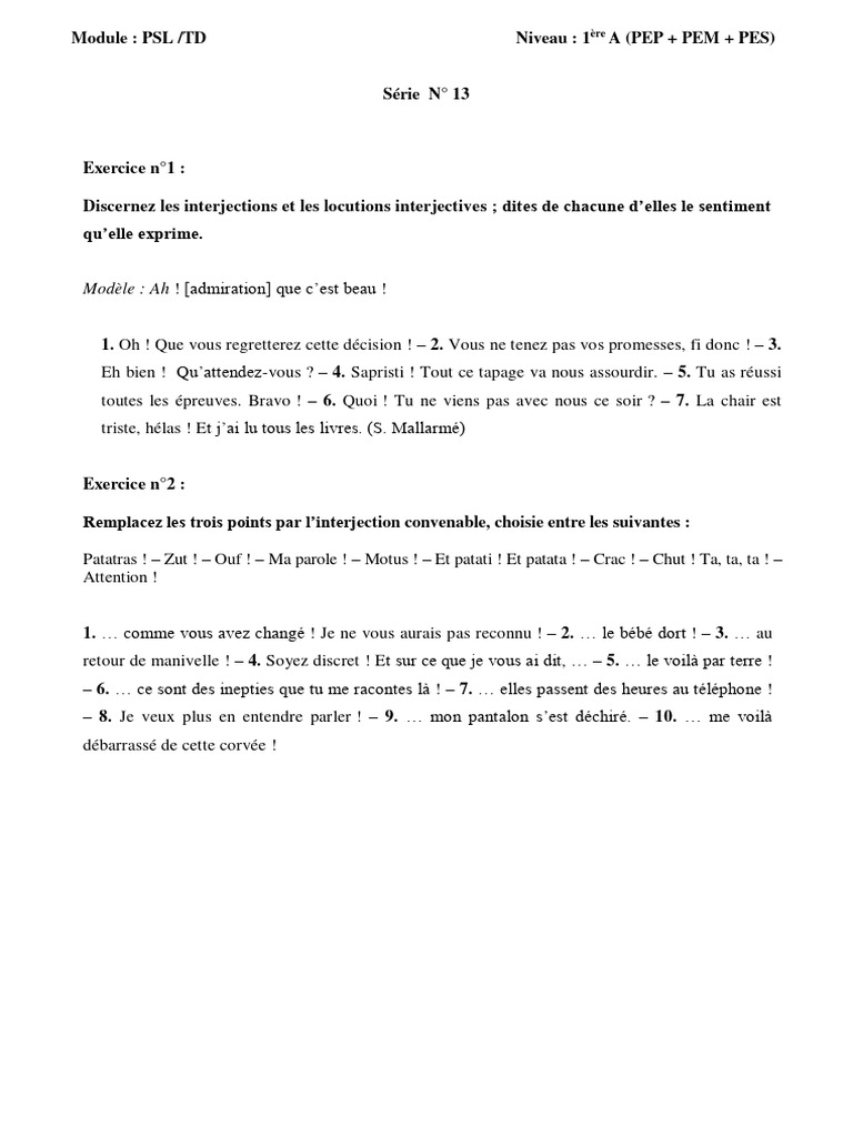 Interjections et émotions en français | PDF