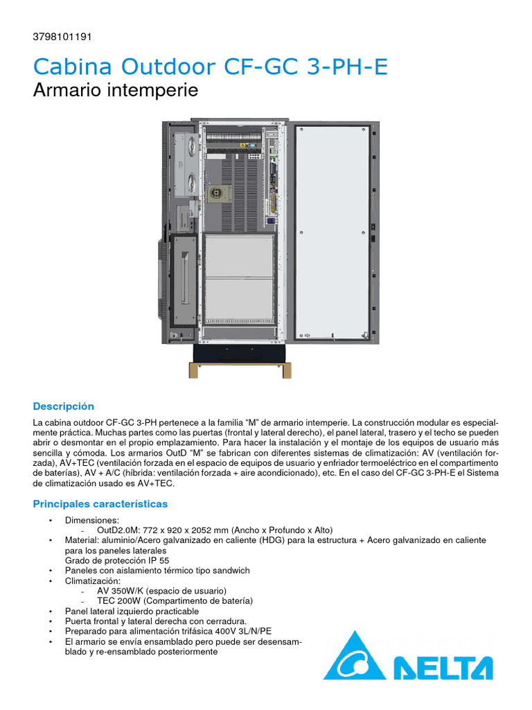 Fact - Sheet - ODPS 3000-48-5 2.0M (CF-GC 3-PH) - Rev01 - Es | PDF | Ventilación (Arquitectura ...