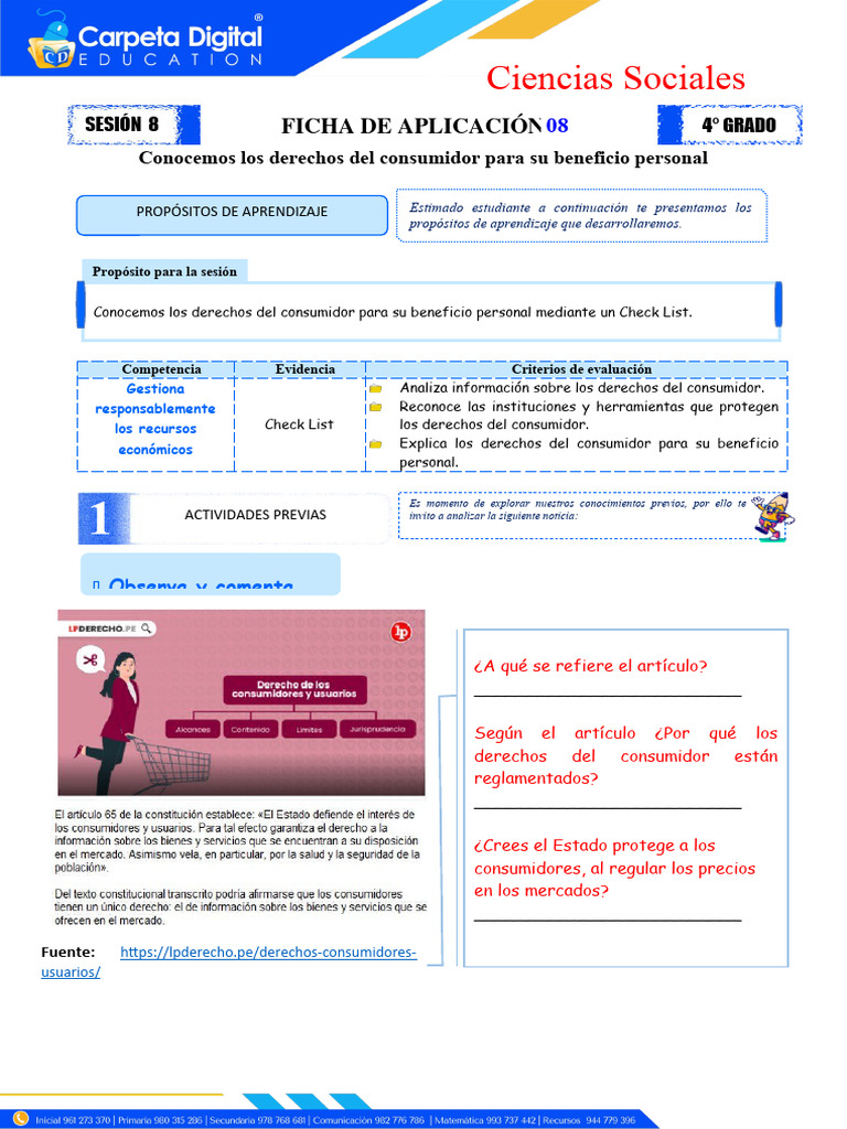 Ficha 8 | Descargar gratis PDF | Protección al Consumidor | Los consumidores