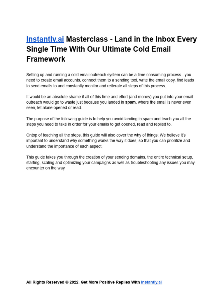 Instantly - Ai Masterclass - Land in The Inbox Every Single Time With Our Ultimate Cold Email ...