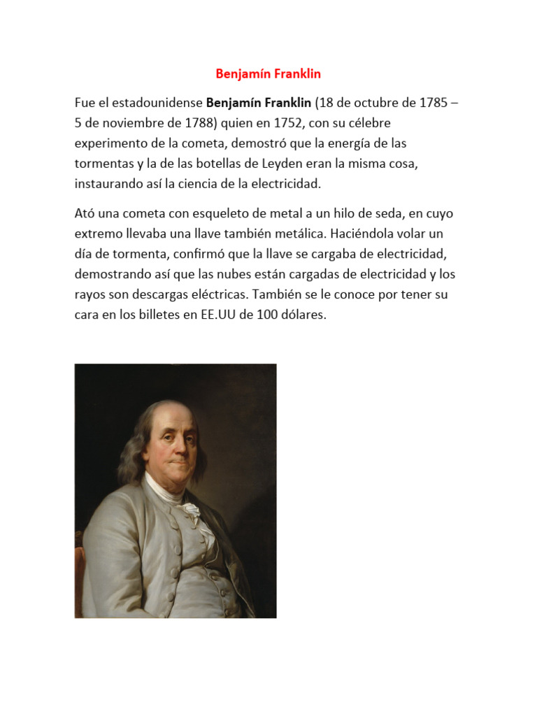 Franklin y la electricidad en 1752 | PDF | Viajes y turismo
