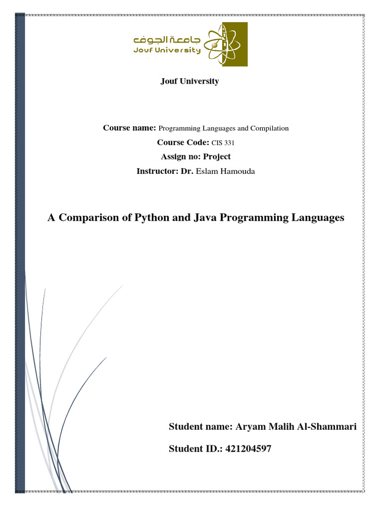A Comparison of Python and Java Programming Languages | PDF | Java (Programming Language ...
