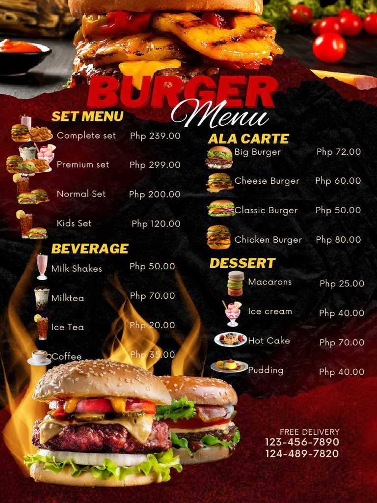Black and Red Modern Fast Food Menu - 20231110 - 223223 - 0000 | PDF