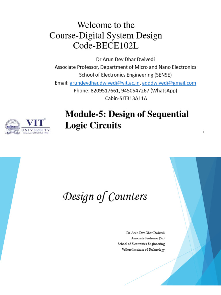 Design of Counters: Welcome To The Course-Digital System Design Code-BECE102L | PDF | Digital ...