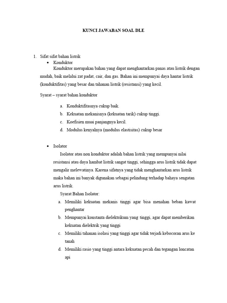 Kunci Jawaban Soal Dle | PDF