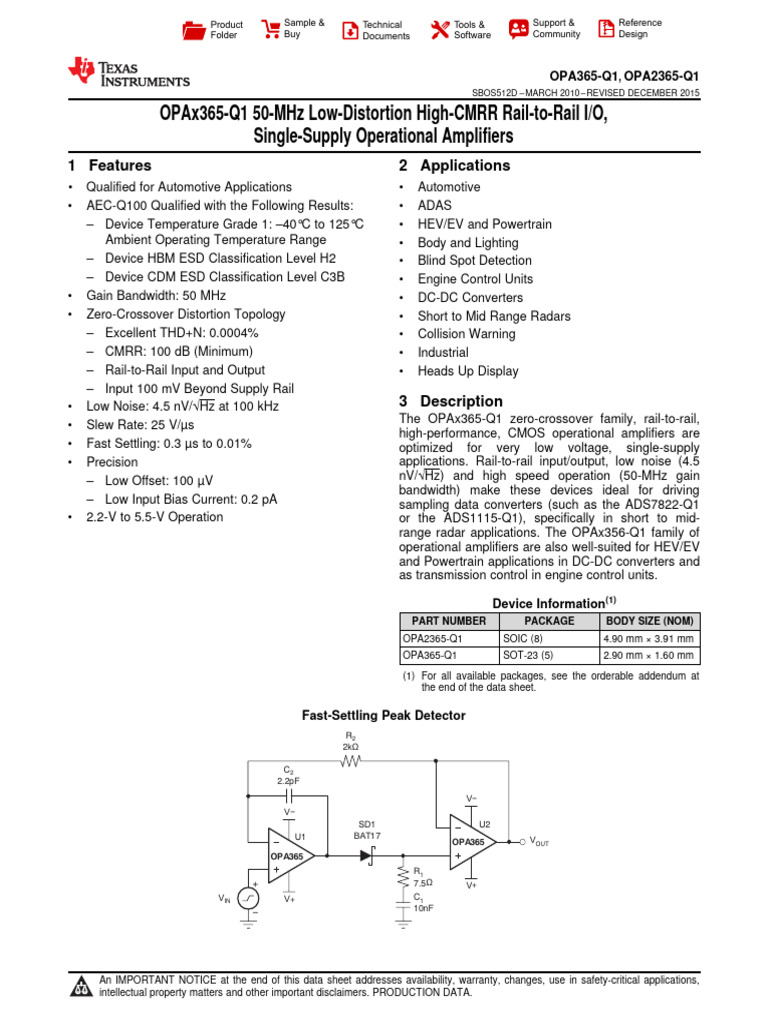 Opa365 Q11 | PDF | Electrostatic Discharge | Amplifier