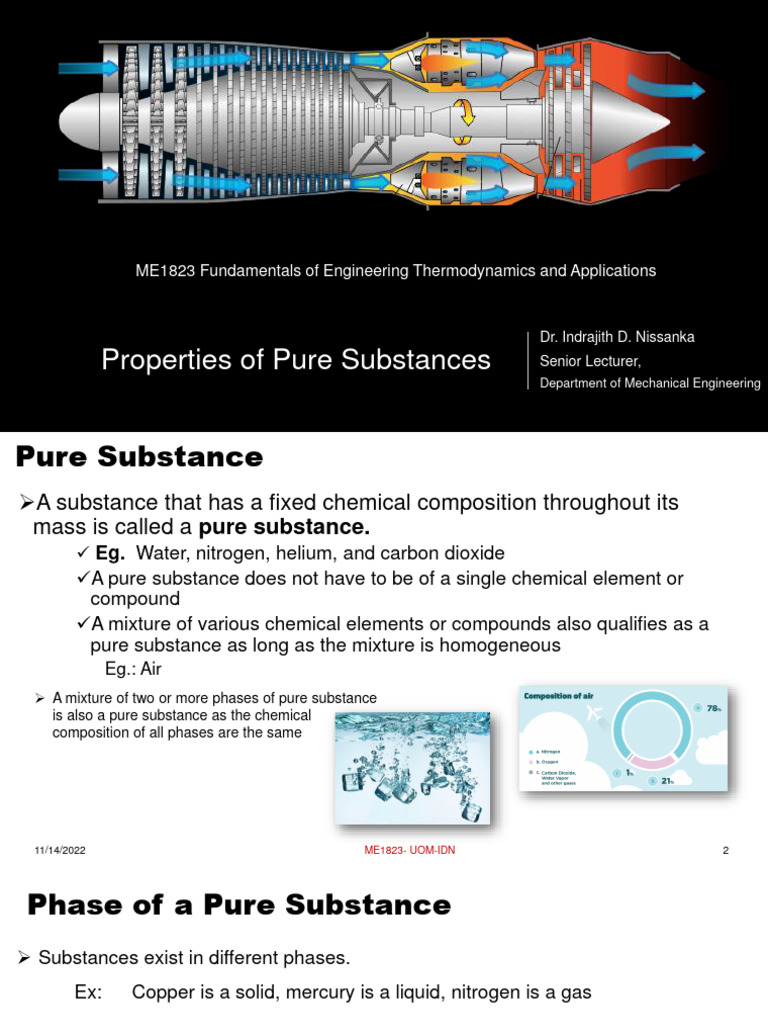 ME1823 - Properties of Pure Substances | PDF | Phase (Matter) | Chemical Substances