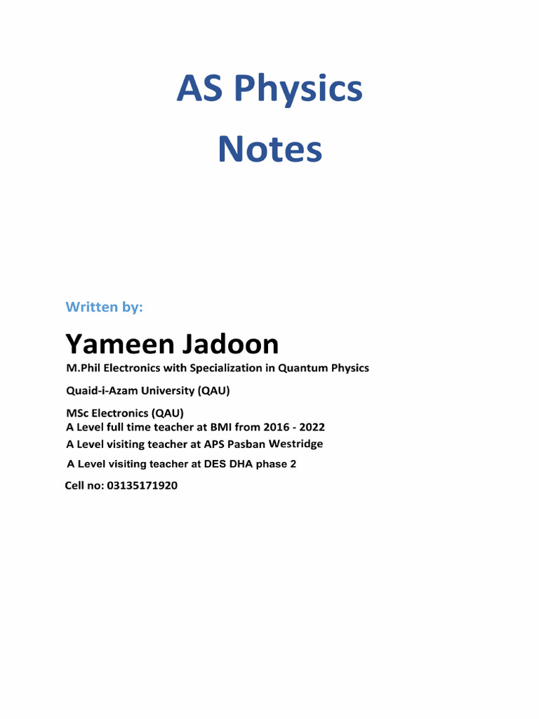 As Physics Notes | PDF
