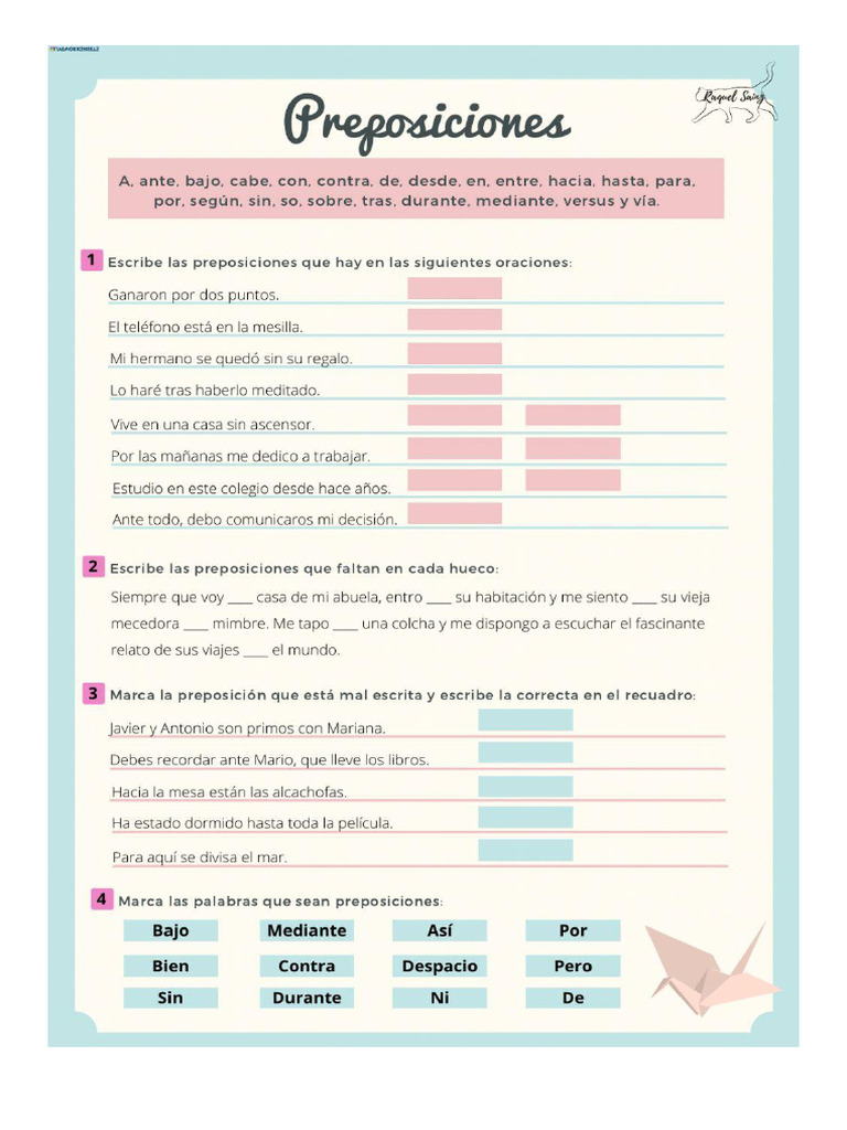 Actividad Preposiciones | PDF