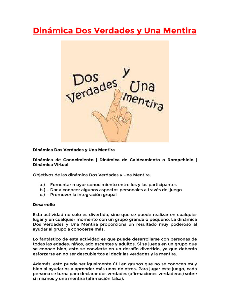 Dinámica Dos Verdades y Una Mentira | PDF