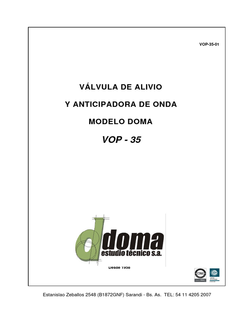 DOMA VOP-35-Rev01 (07-07-10) | PDF | Bomba | Presión