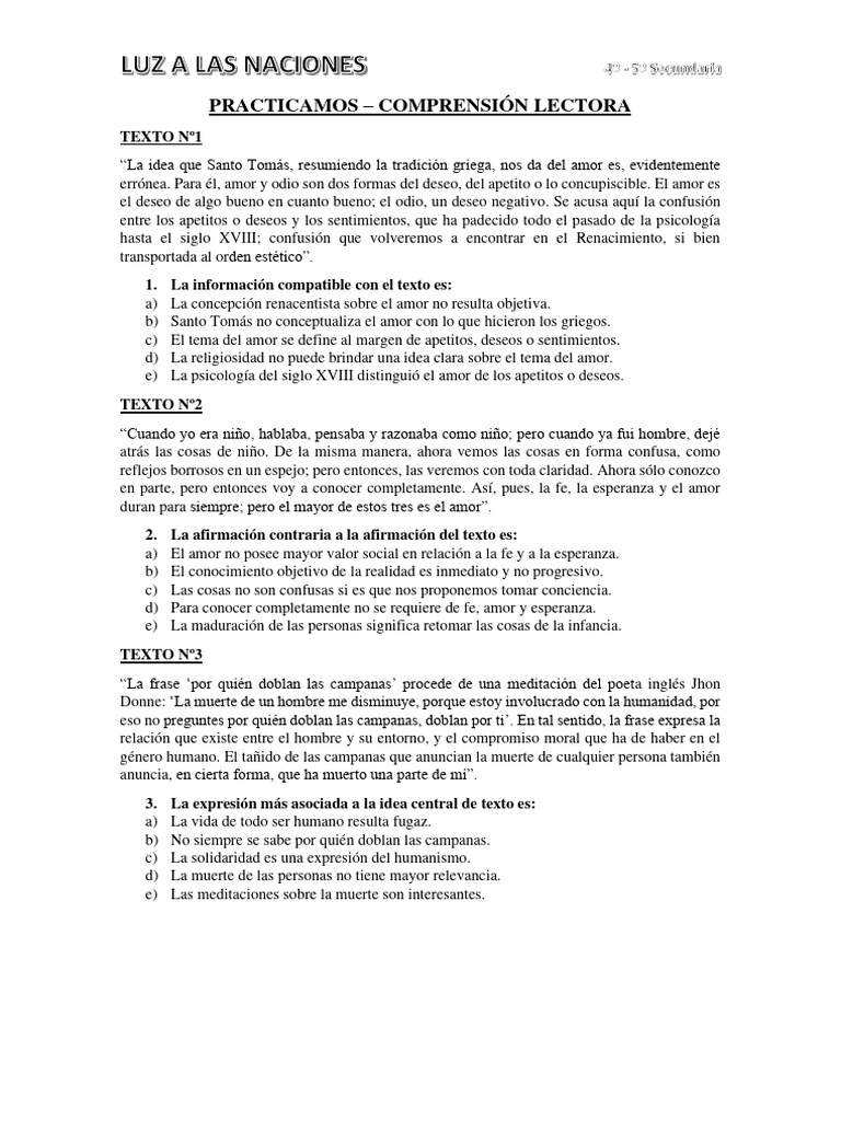 Practicamos Sobre Tipos de Preguntas de Comprensión de Textos - 4 y 5 ...