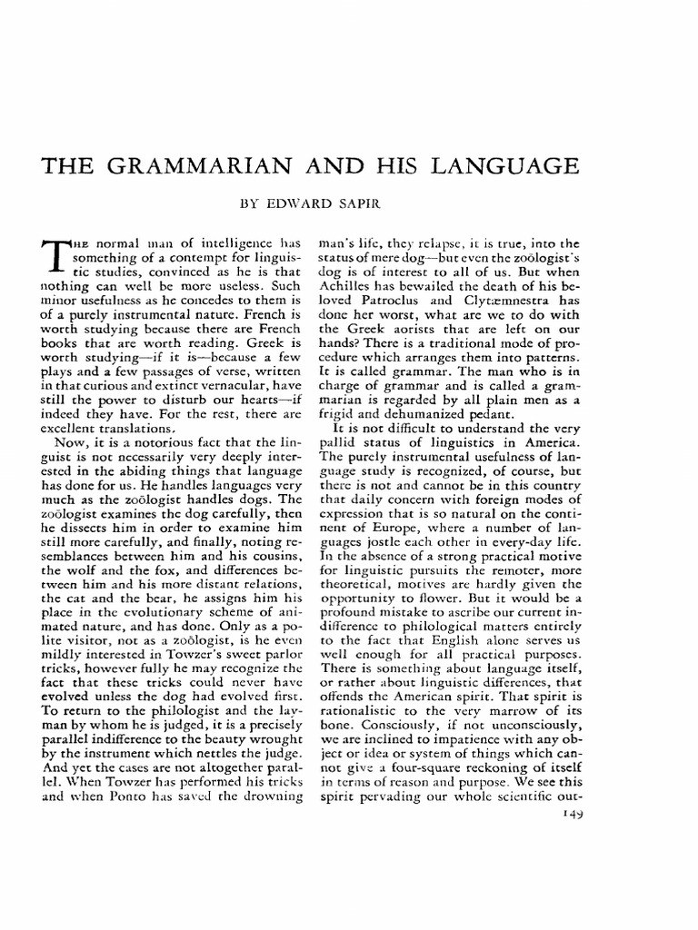 The Grammarian and His Language | PDF | Linguistics | Experience