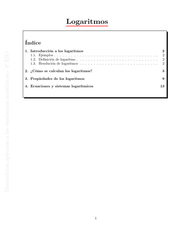 3.1 Logaritmos | PDF | Logaritmo | Ecuaciones