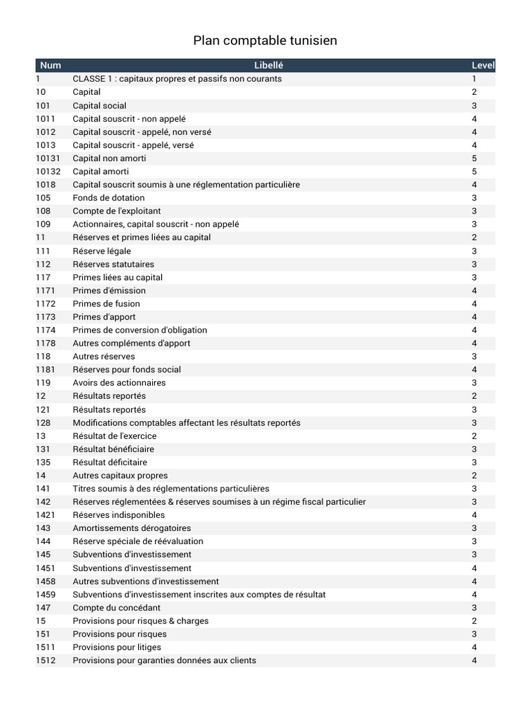 Plan Comptable Tunisien Détail | PDF | Prêts | Salaires