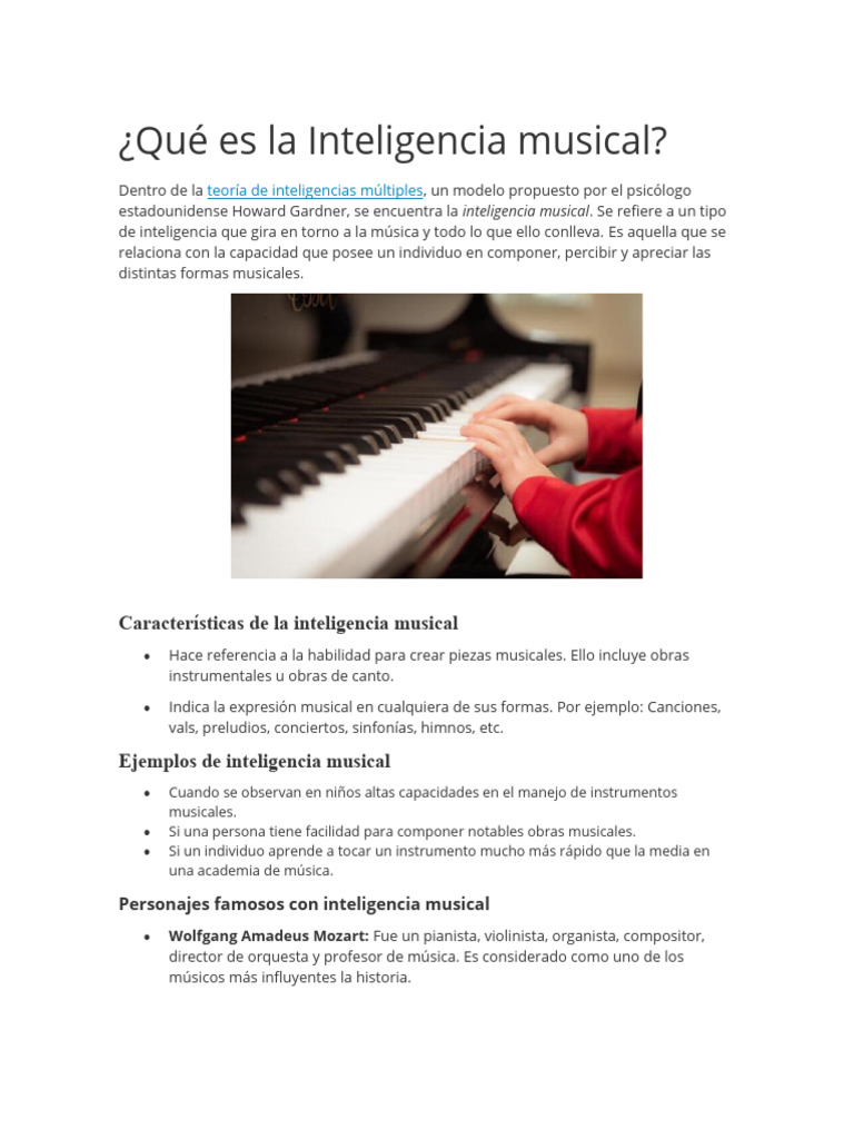 Definición y ejemplos de inteligencia musical | PDF | Inteligencia ...
