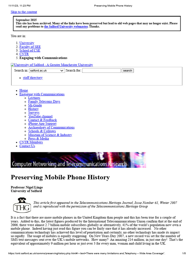 Preserving Mobile Phone History | PDF | Mobile Phones | Cellular Network