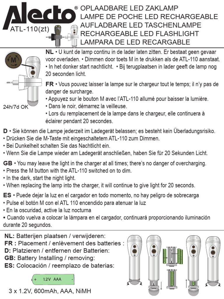 ATL 110 Manual NL FR D EN ES V1.2 | PDF