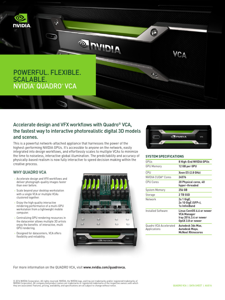 NV Ds Quadro Vca Aug03 Us Web | PDF | Graphics Processing Unit | Rendering (Computer Graphics)