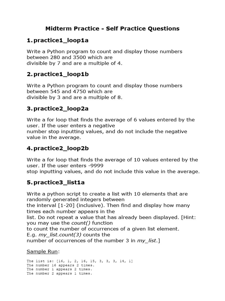 Midterm Self Practice | PDF | String (Computer Science) | Python ...