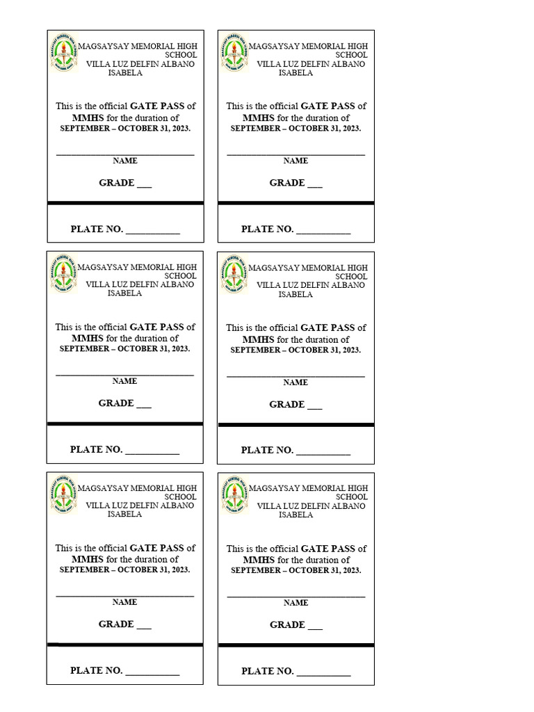 Gate Pass | PDF