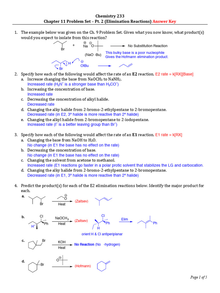 CH 11 Problem Set - Pt2 - Key | PDF | Chemical Reactions | Chemical ...