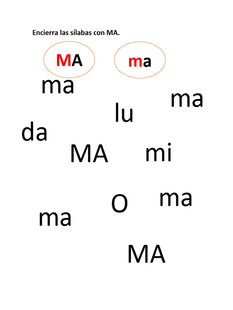 Encierra Las Sílabas Con MA | PDF