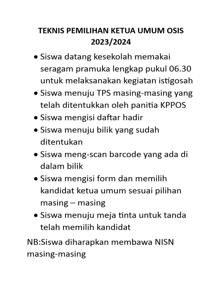 JKJN Pemilihan Ketua Osis | PDF
