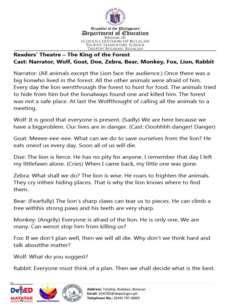 Readers Theater Script | PDF | Lion