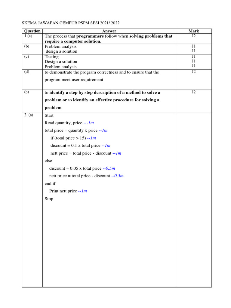 Kms Skema Jawapan Pre Pspm Pdf Computing Computer Science 