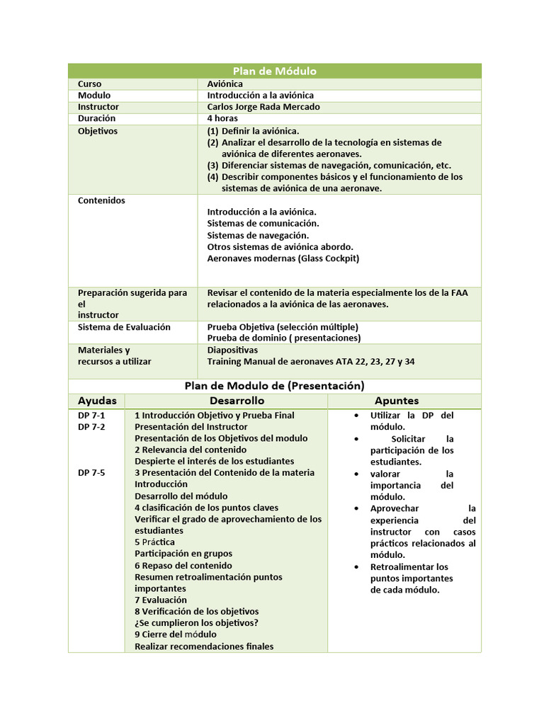 Plan_Modulo_Carlos_Rada | PDF | Aviación | Aeronave