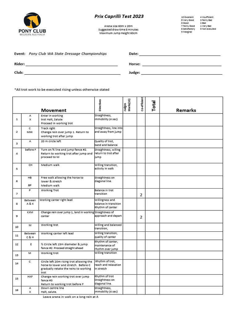Prix Caprilli Test 2023 | PDF | Dressage | Horses