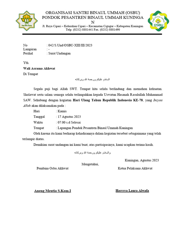 Surat Undangan 17 Agustus | PDF