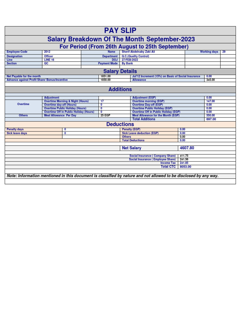 Salary Slip New | PDF | Salary | Government