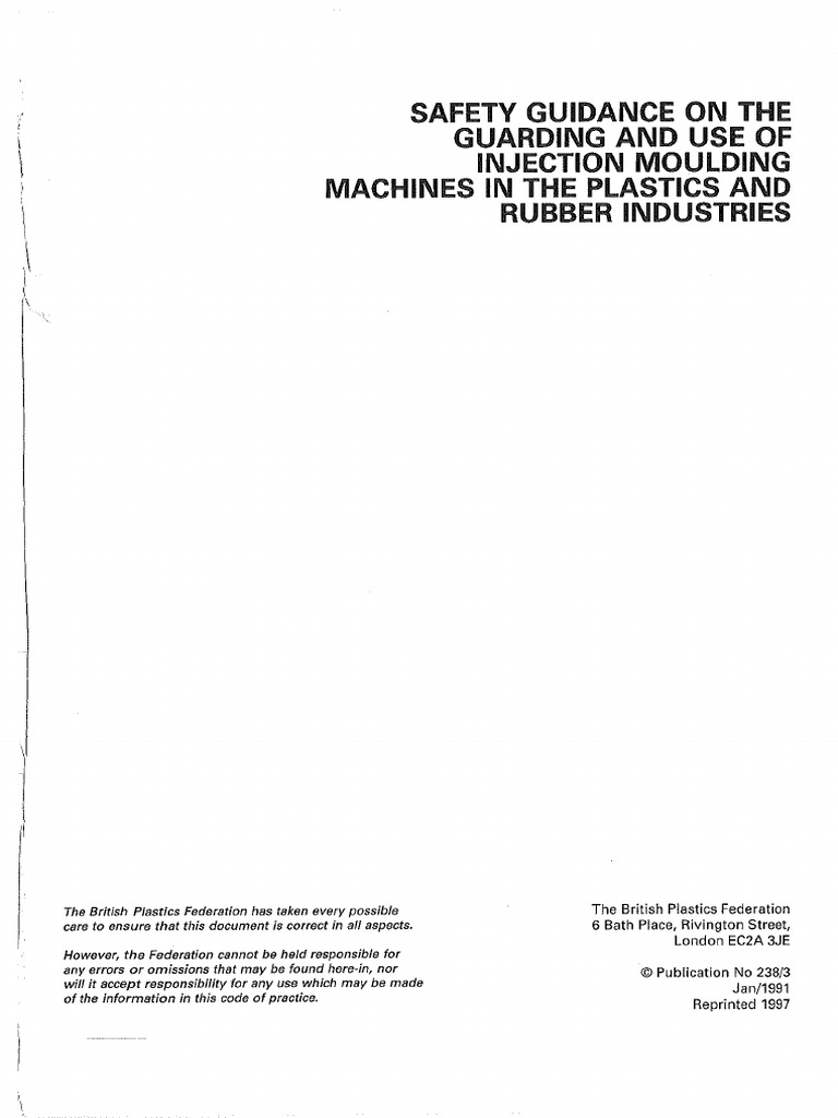 Safety Guidance on the Guarding and Use of Injection Moulding Machines ...