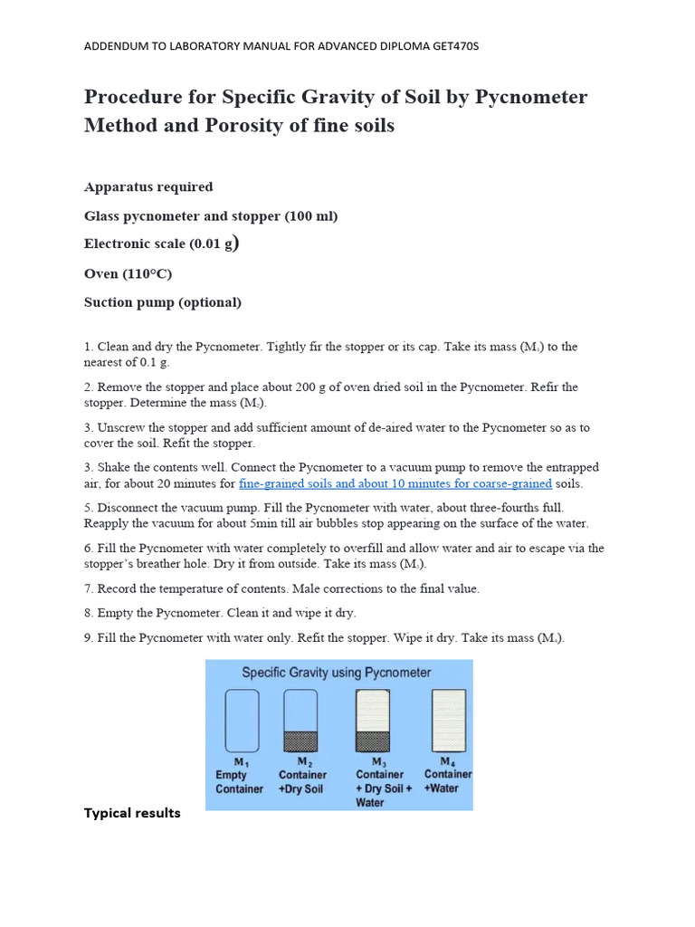 Lab Manual - Gs and N | PDF | Soil | Porosity