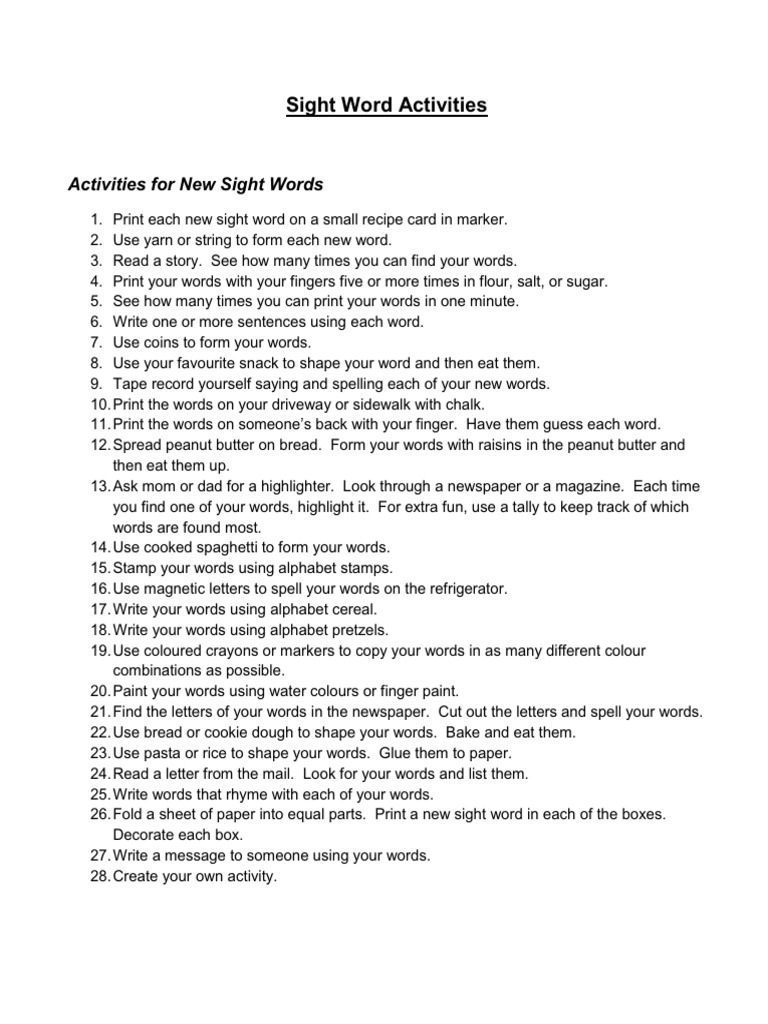 Sight Word Fun for Kids | PDF | Word | Syllable