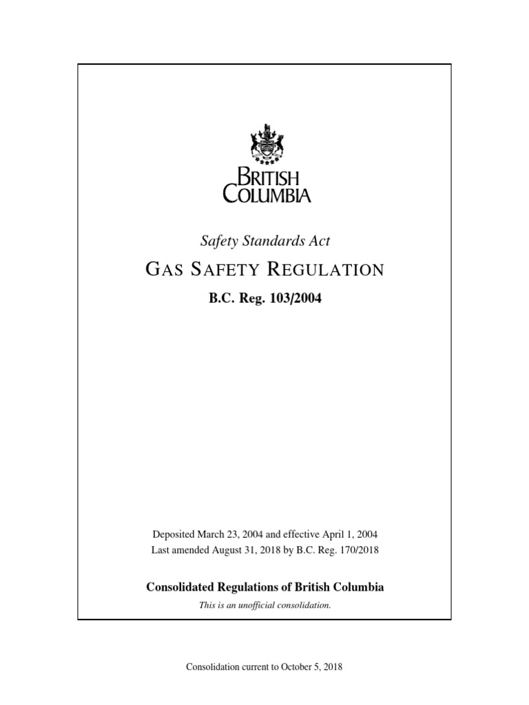 BC Gas Safety Regulation Overview | PDF | Natural Gas | Biogas