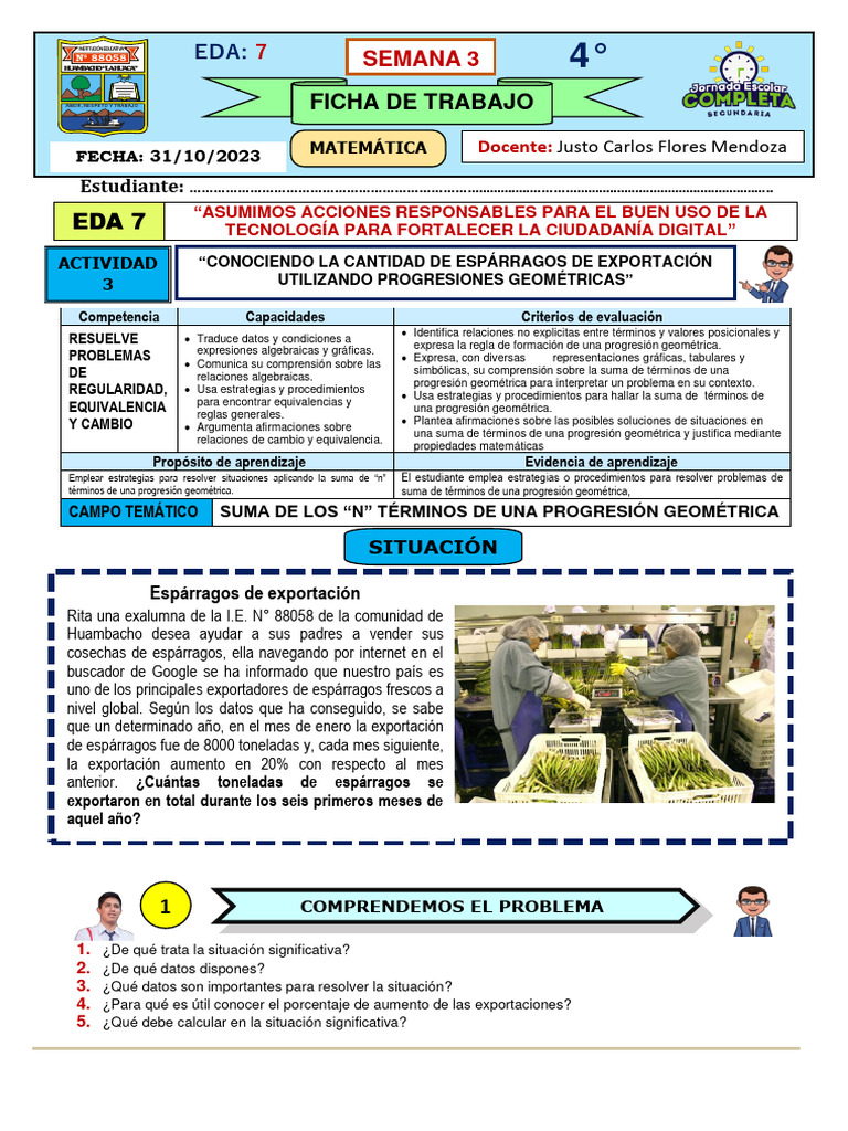 FICHA TRABAJO N° 3- SEM 3 - 4º ACTIVIDAD 3 - EDA 7 - (1) | PDF | Matemáticas